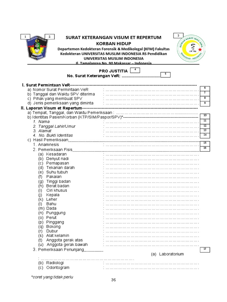 Surat VeR (Visum Et Repertum) | PDF