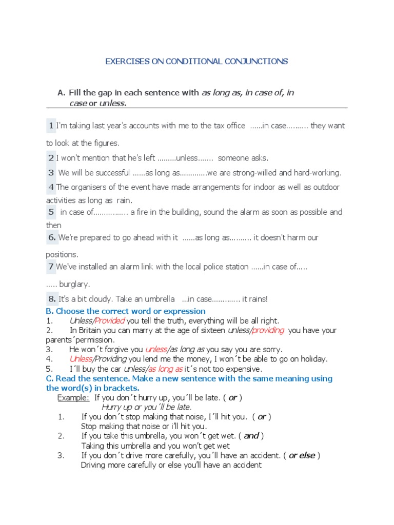 Exercises On Conditional Conjunctions | PDF