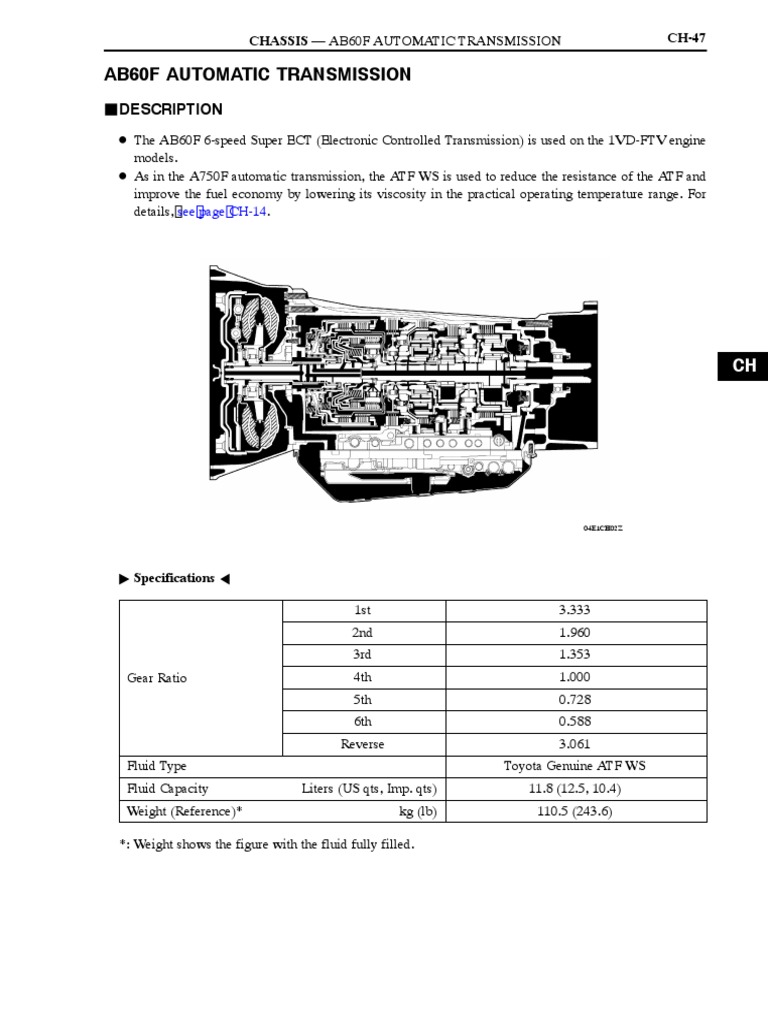 Ab60F Automatic Transmission: Description | PDF | Automatic ...