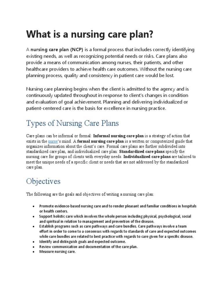 Nursing Goals And Objectives