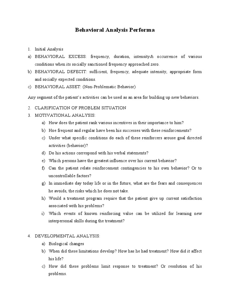 Behavioral Analysis Performa | PDF | Reinforcement | Behavior