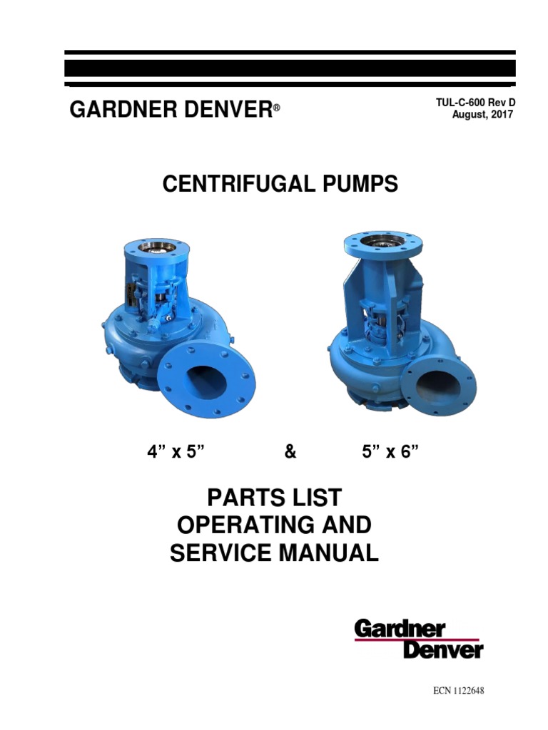 4x5 and 5x6 Parts and Service Manual TUL-C-600 - Rev D | PDF | Pump | Leak