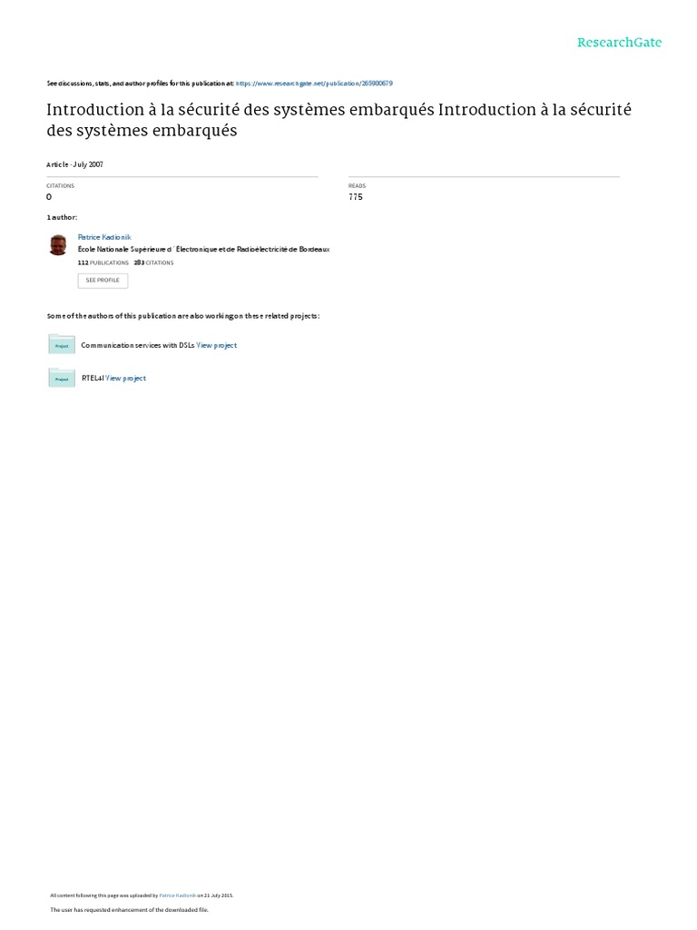 Introduction A La Securite Des Systemes Embarques | PDF | Vulnérabilité (Informatique ...