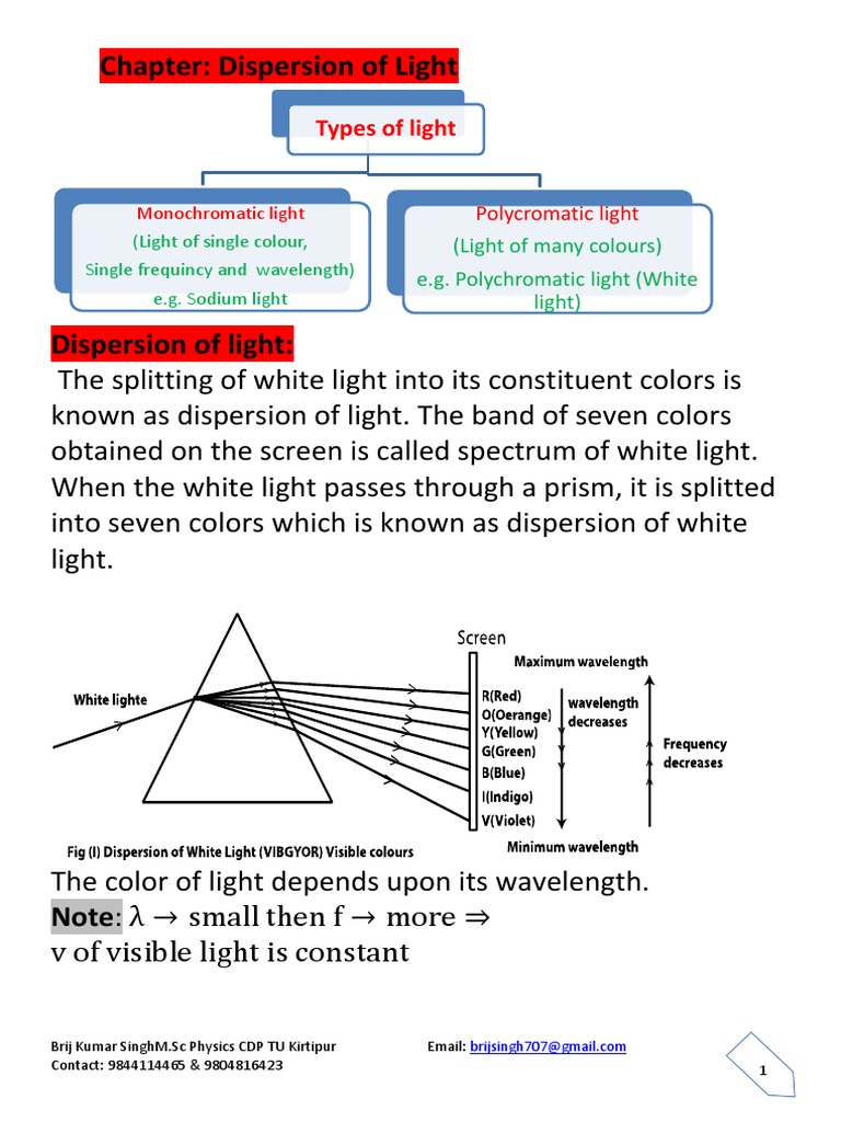 Dispersion of Light and Lens Aberrations | PDF | Dispersion (Optics ...
