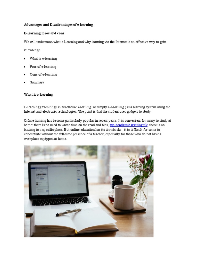 Advantages and Disadvantages of e Learning | PDF | Educational ...