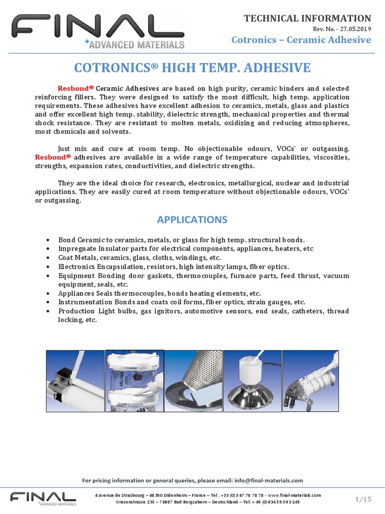 FINAL Advanced Materials - COTRONICS - Ceramic Adhesive | PDF ...