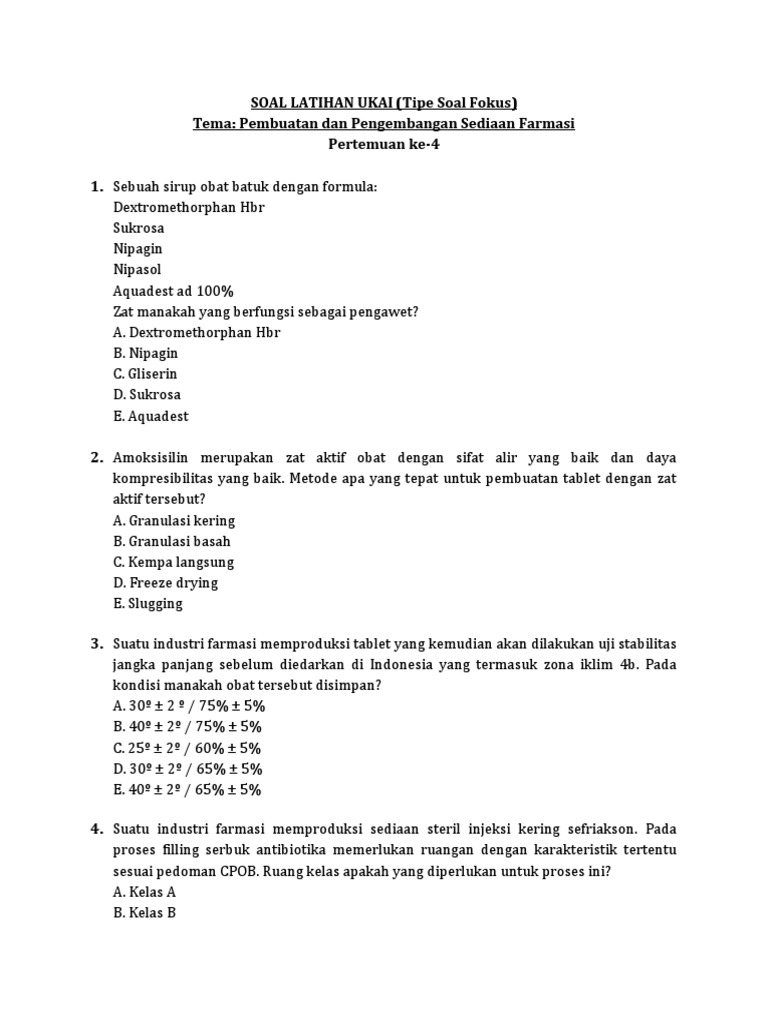 LATIHAN SOAL UKAI (Tipe Soal Fokus) | PDF