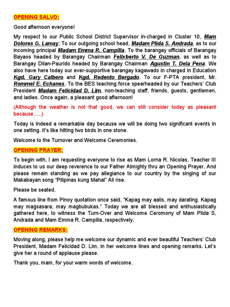 Turnover Ceremony | PDF