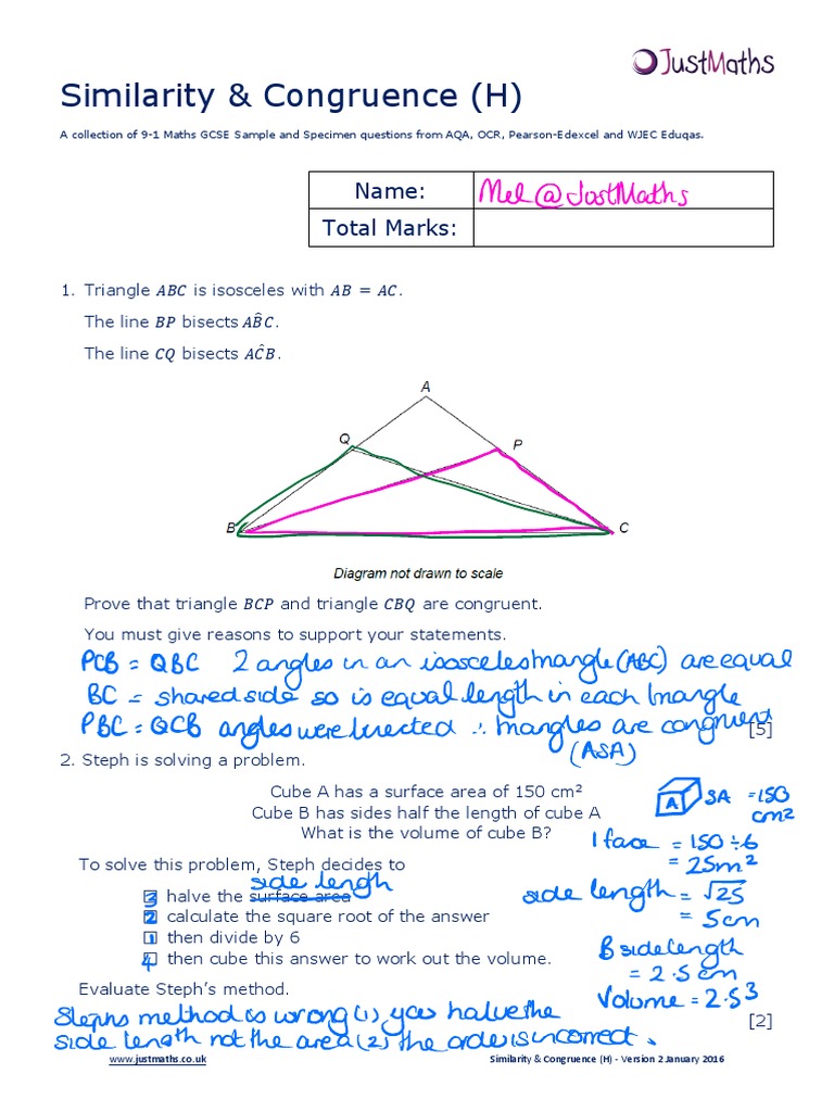 Similarity & Congruency | PDF | Area | Triangle