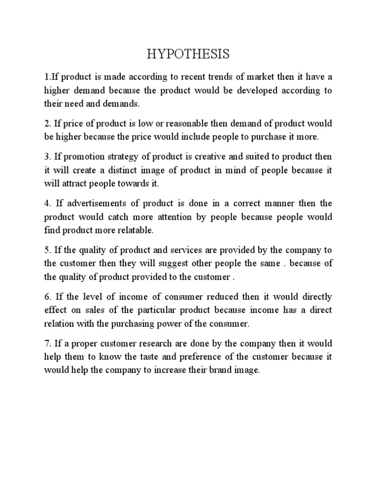 HYPOTHESIS (Marketing - 4'Ps) | PDF | Career & Growth | Business