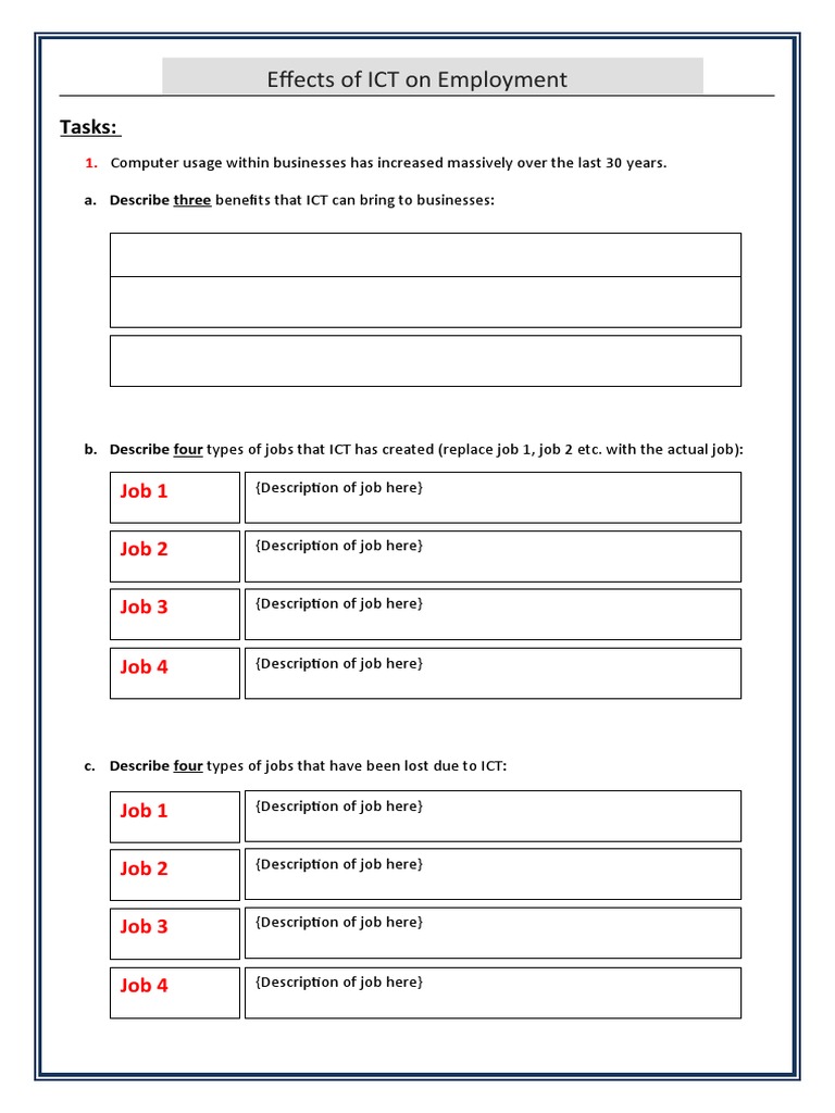 Worksheet - Effects - of - Ict - On - Employment | Download Free PDF ...