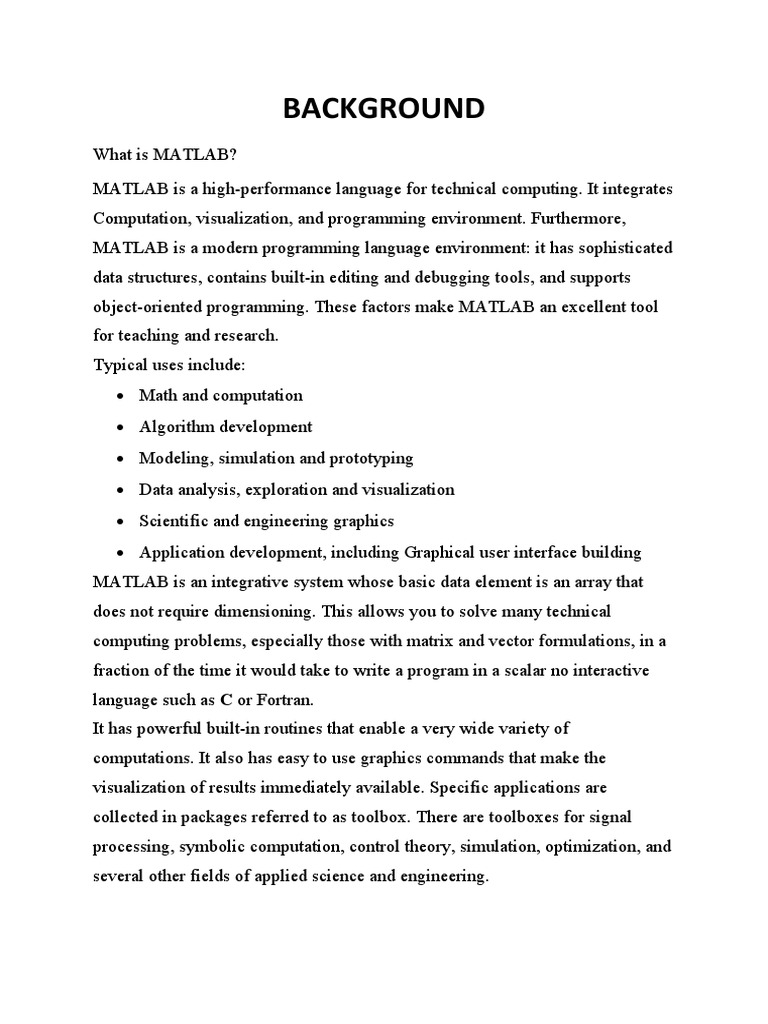 BACKGROUND | PDF | Matlab | Command Line Interface