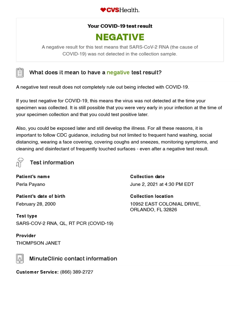 COVID-19 Negative Test Result Guide | PDF | Self-Improvement | Wellness