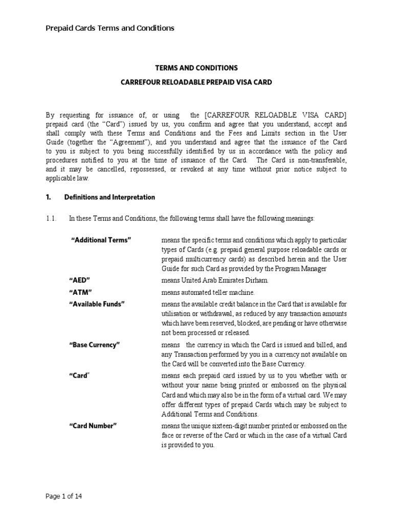 Prepaid Vouchers Terms Conditions Sample | PDF | Credit Card | Debit Card