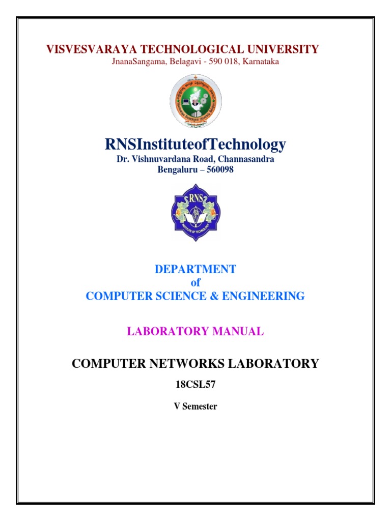 Cn Lab Manual 18csl57 2020 Pdf Wireless Lan Computer Network