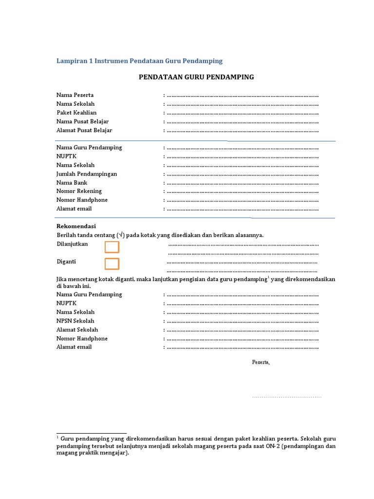 Format Evaluasi Dan Pendataan Pendamping | PDF