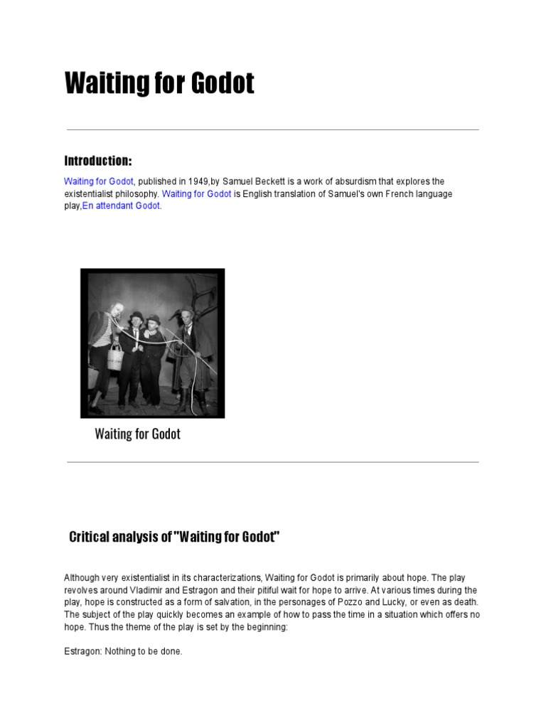 Waiting For Godot by Samuel Beckett | PDF | General Fiction