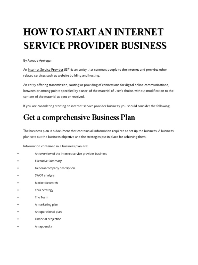 How To Start An Internet Service Provider Business | PDF | Ip Address ...