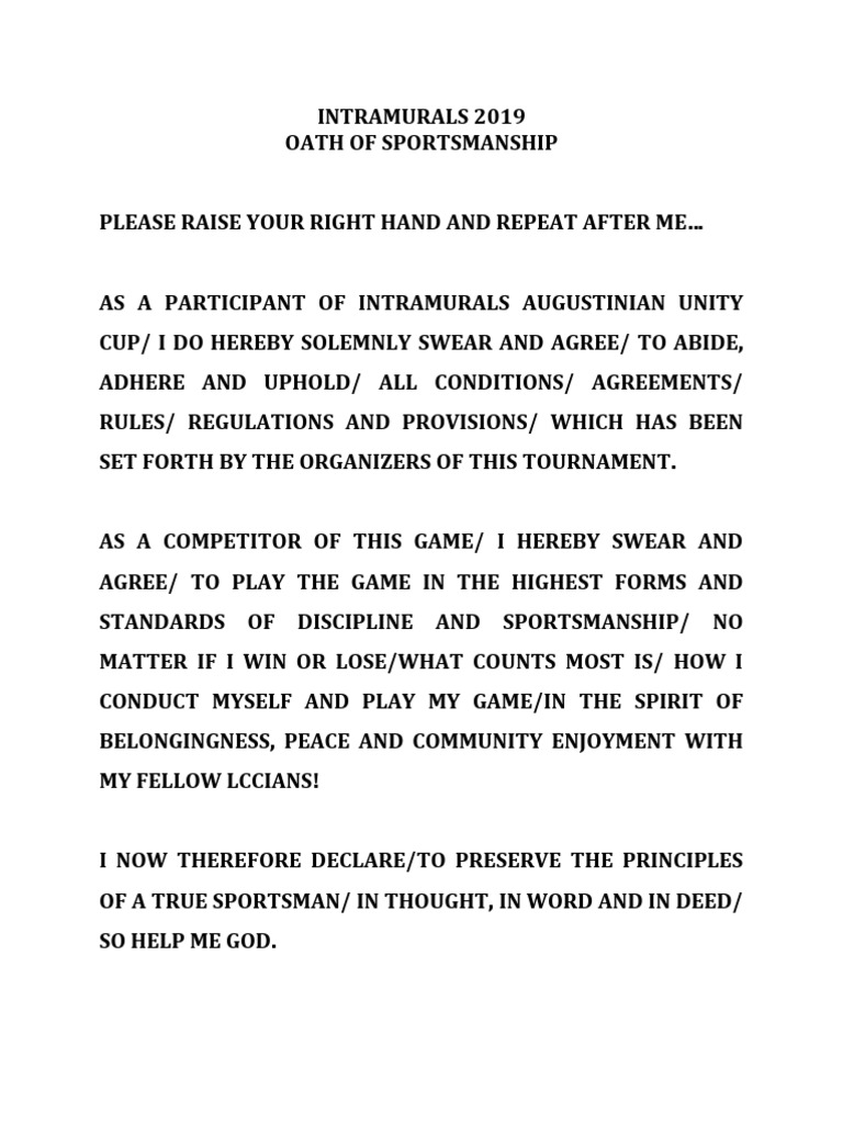 Oath of Sportsmanship | PDF