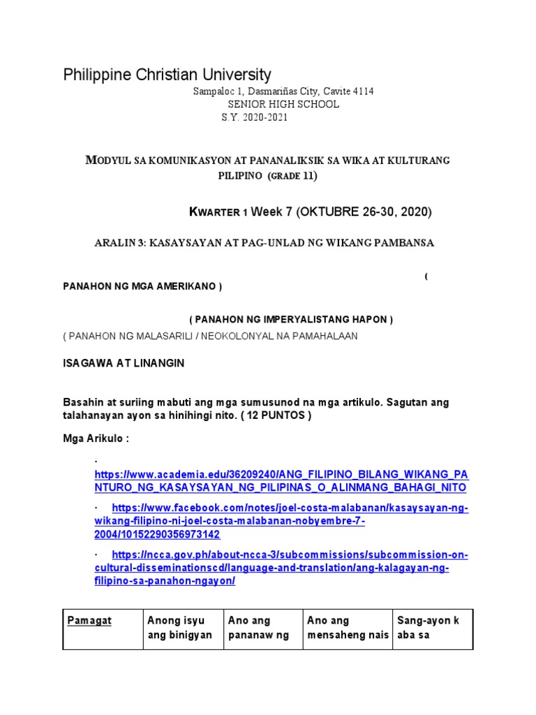 Filipino Week 7 | PDF