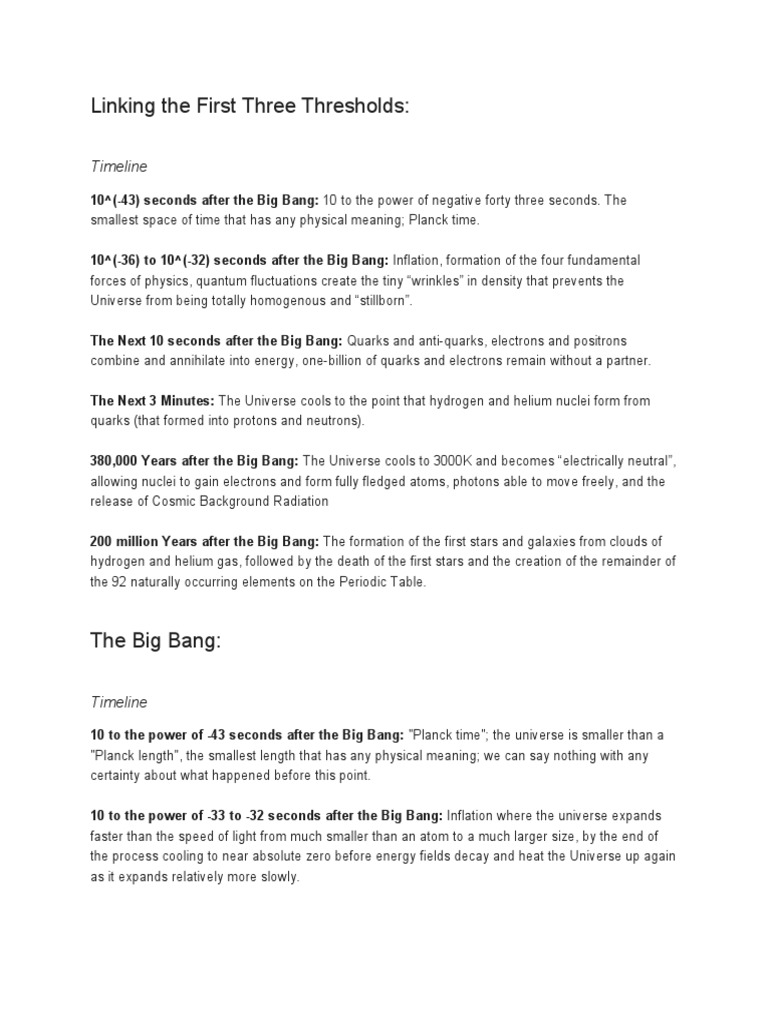 Big History Timeline | Download Free PDF | Big Bang | Universe