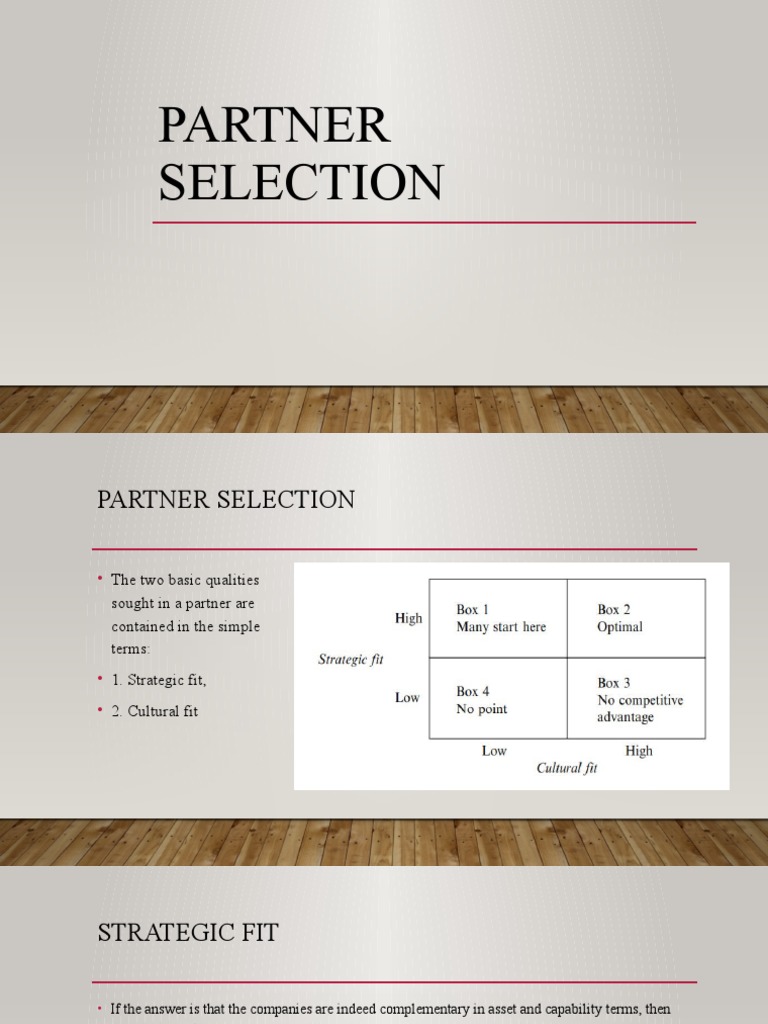 Partner Selection: Strategic & Cultural Fit | PDF | Competitive ...