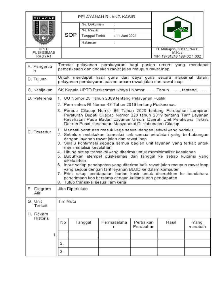 Sop Ruang Kasir | PDF