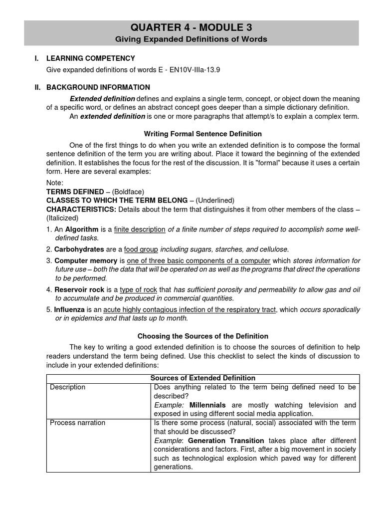 Grade 10-Learning Activity Sheet Q4M3 | PDF | Definition | Millennials