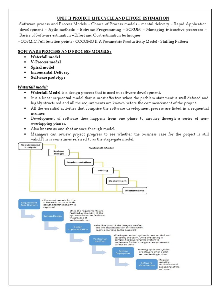 Unit Ii Project Life Cycle and Effort Estimation: Waterfall Model | PDF | Scrum (Software ...