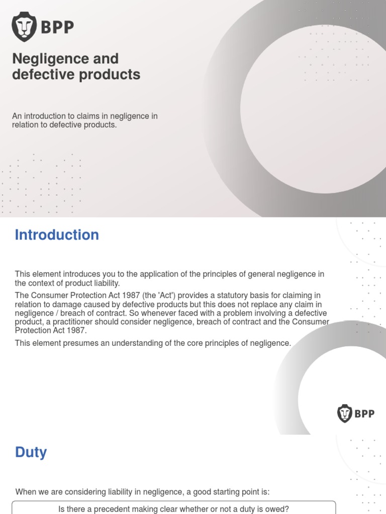 2 Negligence and Defective Products | PDF | Negligence | Product Liability