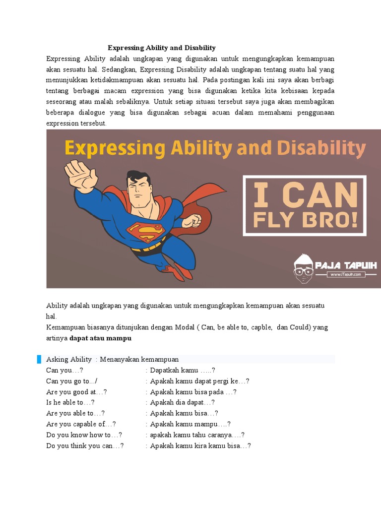 Materi Ability, Disability | PDF | Seni & Disiplin Bahasa ...