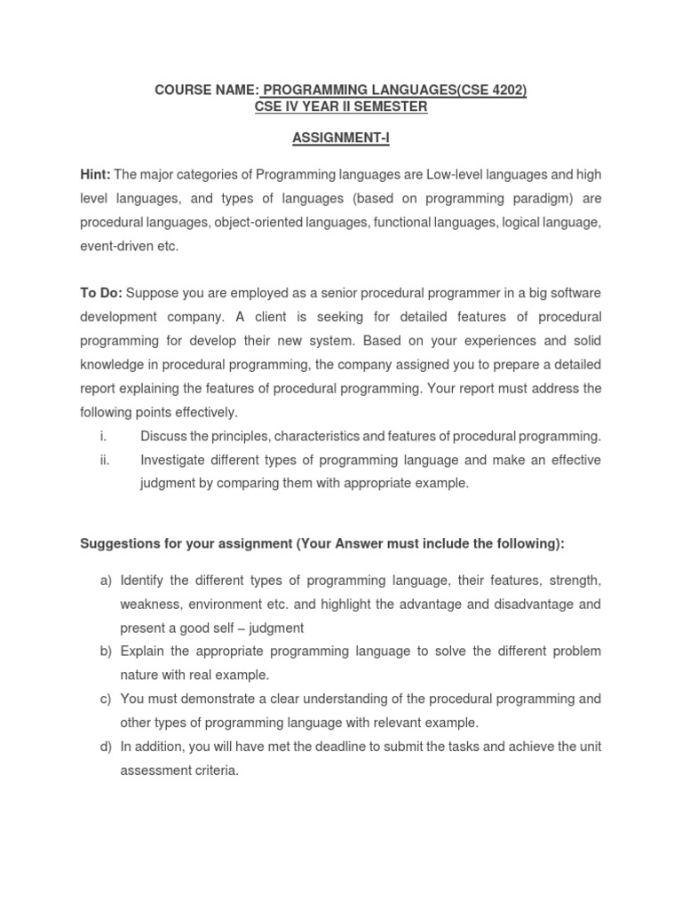 Assignment | PDF | Computer Programming | Programming Paradigms Assignment | PDF | Computer Programming | Programming Paradigms