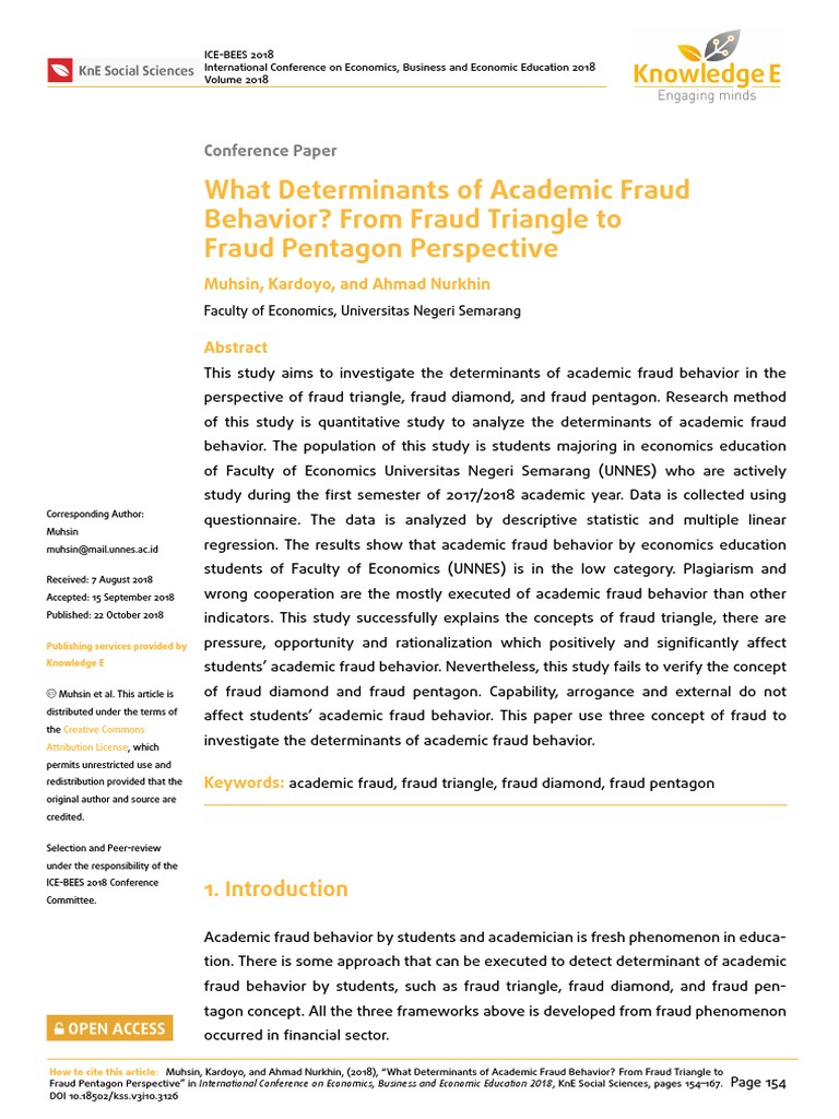 What Determinants of Academic Fraud Behavior? From Fraud Triangle To ...