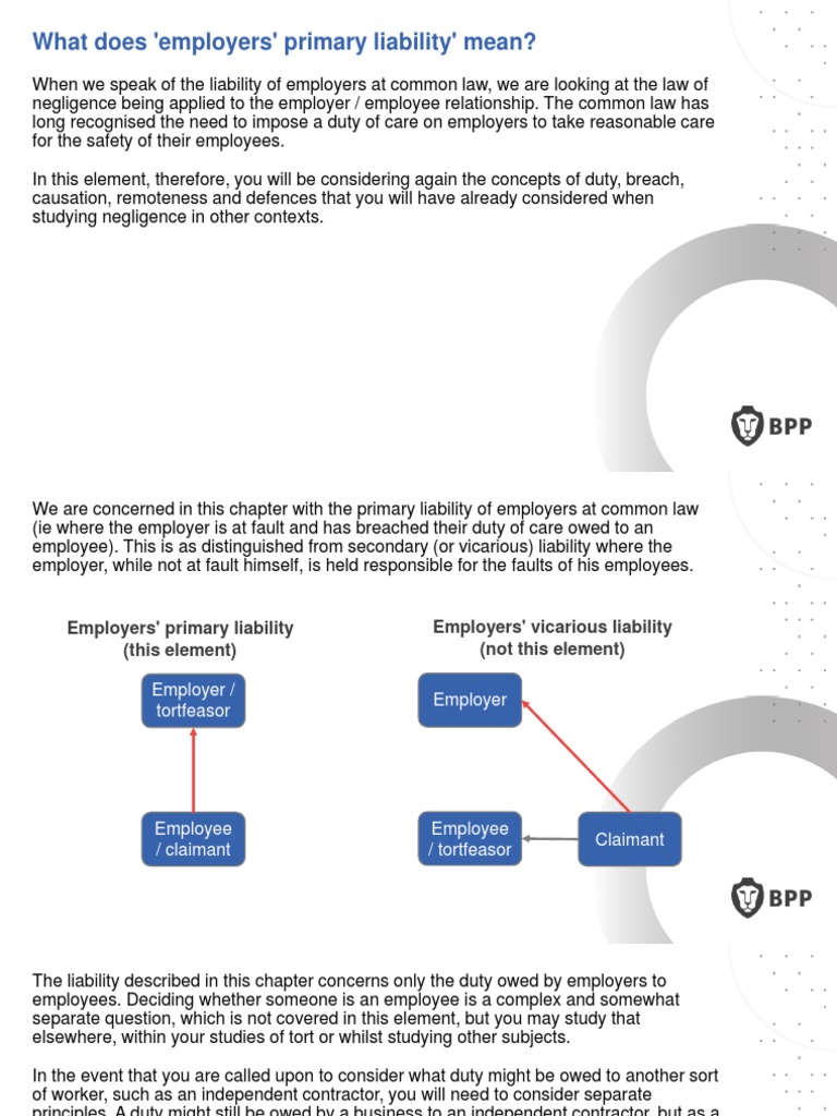 2 Employers Primary Liability | PDF | Legal Liability | Negligence