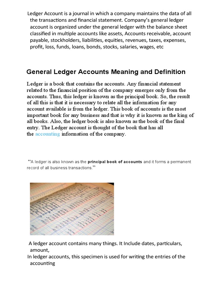 General Ledger Accounts Meaning and Definition: Accounting | PDF ...