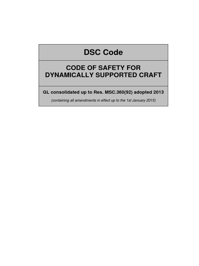 DSC Code: Code of Safety For Dynamically Supported Craft | PDF | Hull ...