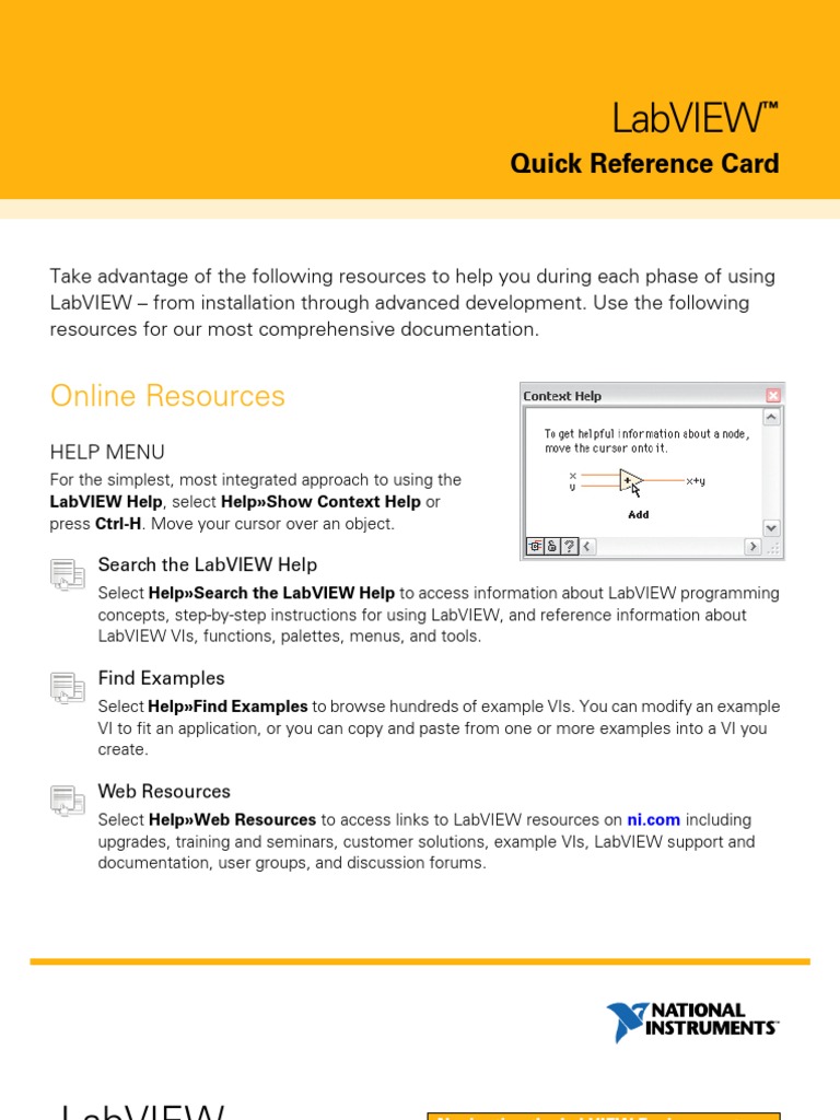 LabVIEW Quick Reference Card - 373353b | PDF | Keyboard Shortcut | Computer Keyboard