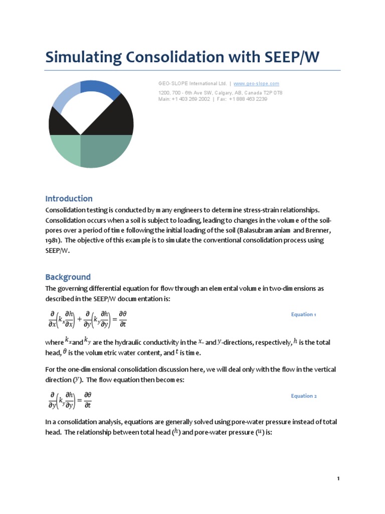Simulating the Consolidation Process Using SEEP/W | PDF | Equations ...