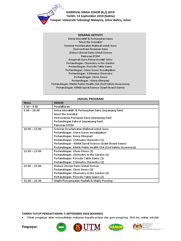 Tentatif Program Dan Aktiviti K2J2019 | PDF