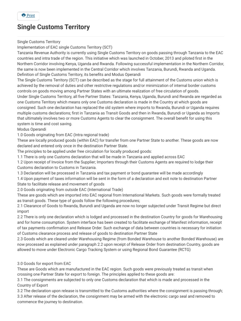 Single Custom Territory | PDF | Customs | Receipt