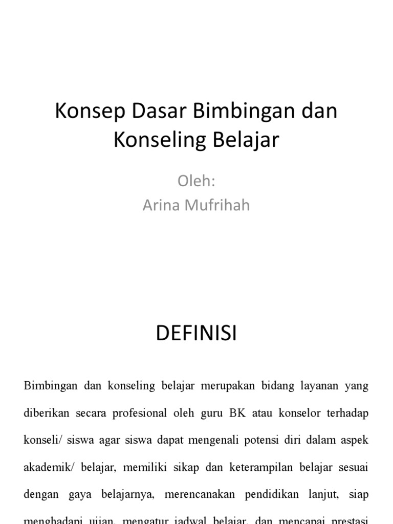 Konsep Dasar Bimbingan Konseling (BK) Belajar | PDF