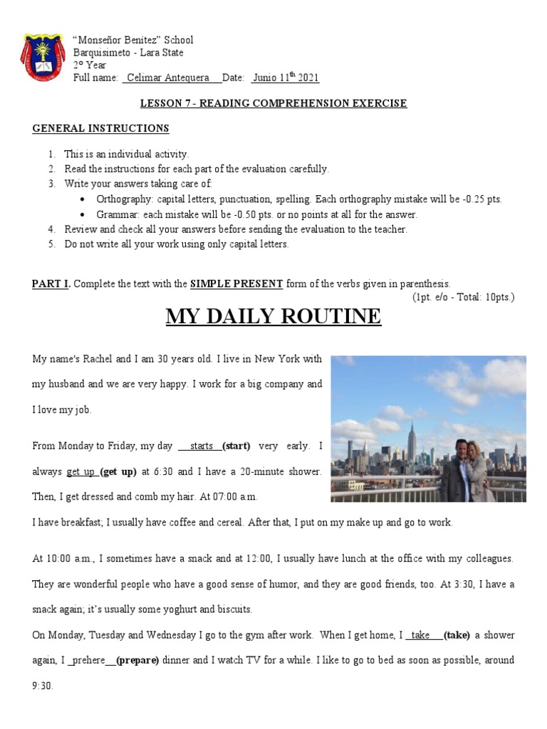 Lesson 7 - Simple Present Tense Reading Comprehension | PDF ...