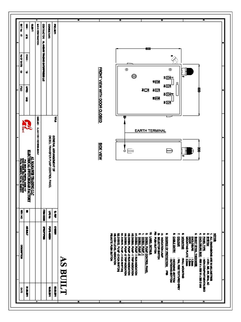 Diesel Transfer Pump Control Panel | PDF
