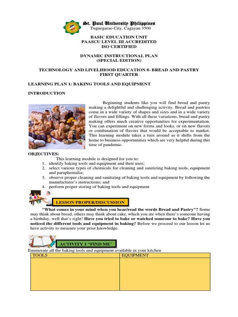 TLE-8 Module 1 | PDF | Cookware And Bakeware | Sheet Pan
