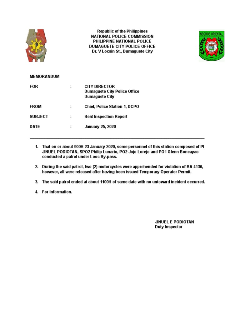 7 Podiotan - Beat Inspection Report | PDF