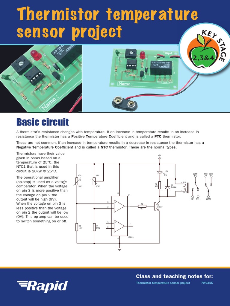 Thermistor Temperature Sensor Project: Basic Circuit | PDF ...