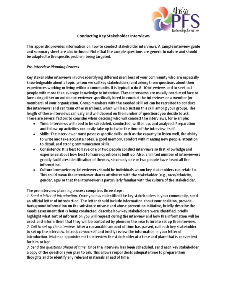 Conducting Key Stakeholder Interviews | PDF | Interview | Substance Abuse