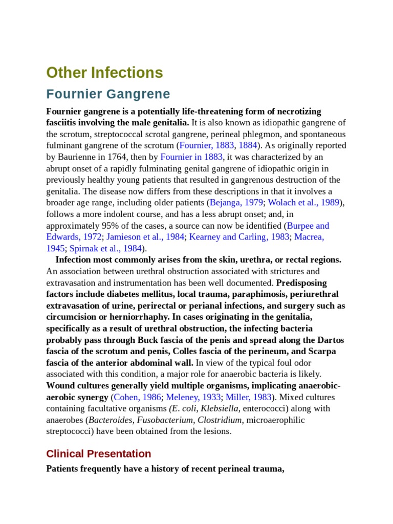 Other Infections: Fournier Gangrene | PDF | Wound | Medical Specialties