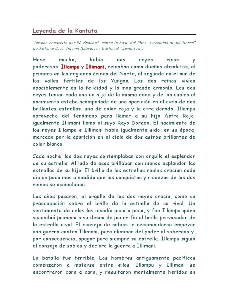 Leyenda de La Kantuta | PDF