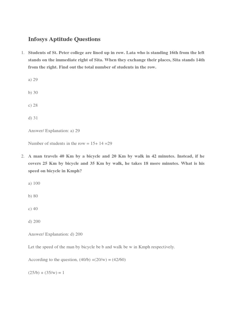 Infosys Aptitude Questions | PDF | Area | Idea
